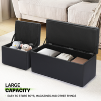 Rectangular Ottoman Storage with 2 Cube Ottomans Linen Leather Tufted ...